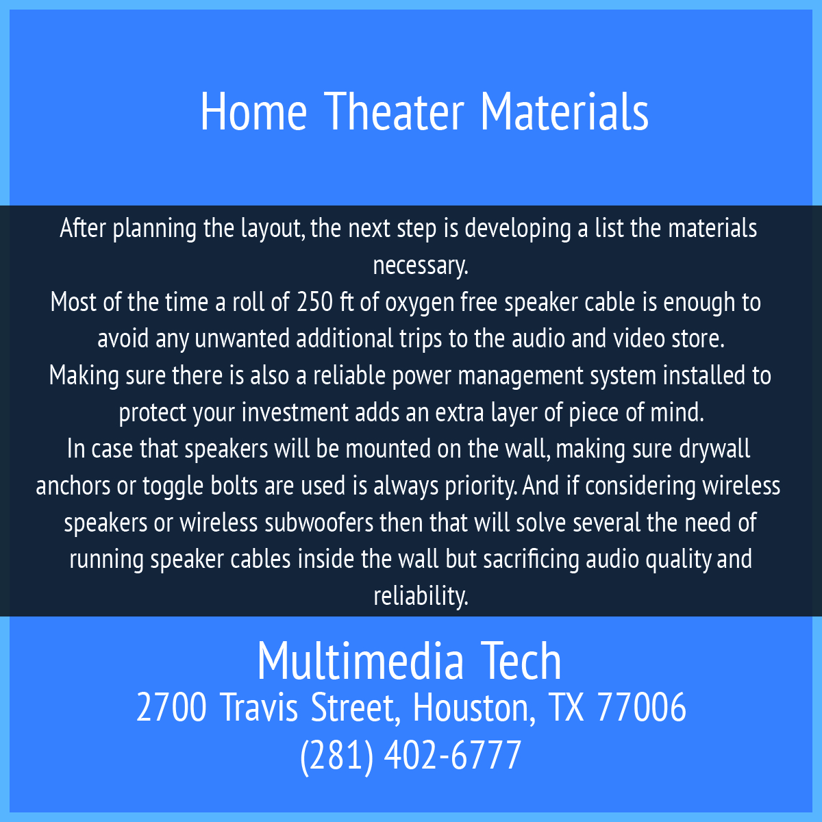 Home Theater Materials - Multimedia Tech